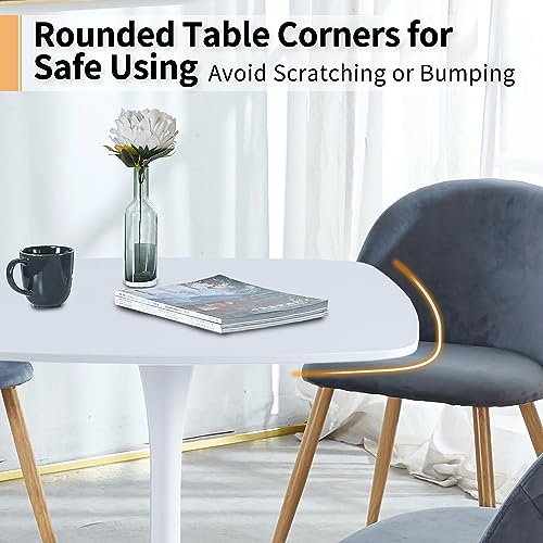 ANDORON Square Dining Table, 32 Inches Kitchen Tulip Table for 2-4 People with MDF Top and Metal Base, Modern Small Space Room Circle Table, End Table Leisure Coffee Side Table (32" - Square, White)