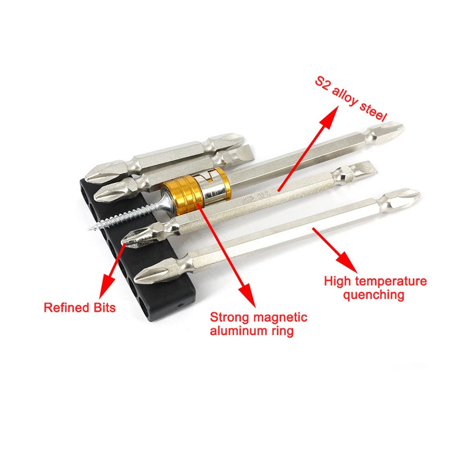FURLOU Carbide Milling Cutter 10-Piece Phillips Bit Screwdriver Bit Hand Tool Non-Slip Electromagnetic Screwdriver Bit Set Screwdriver