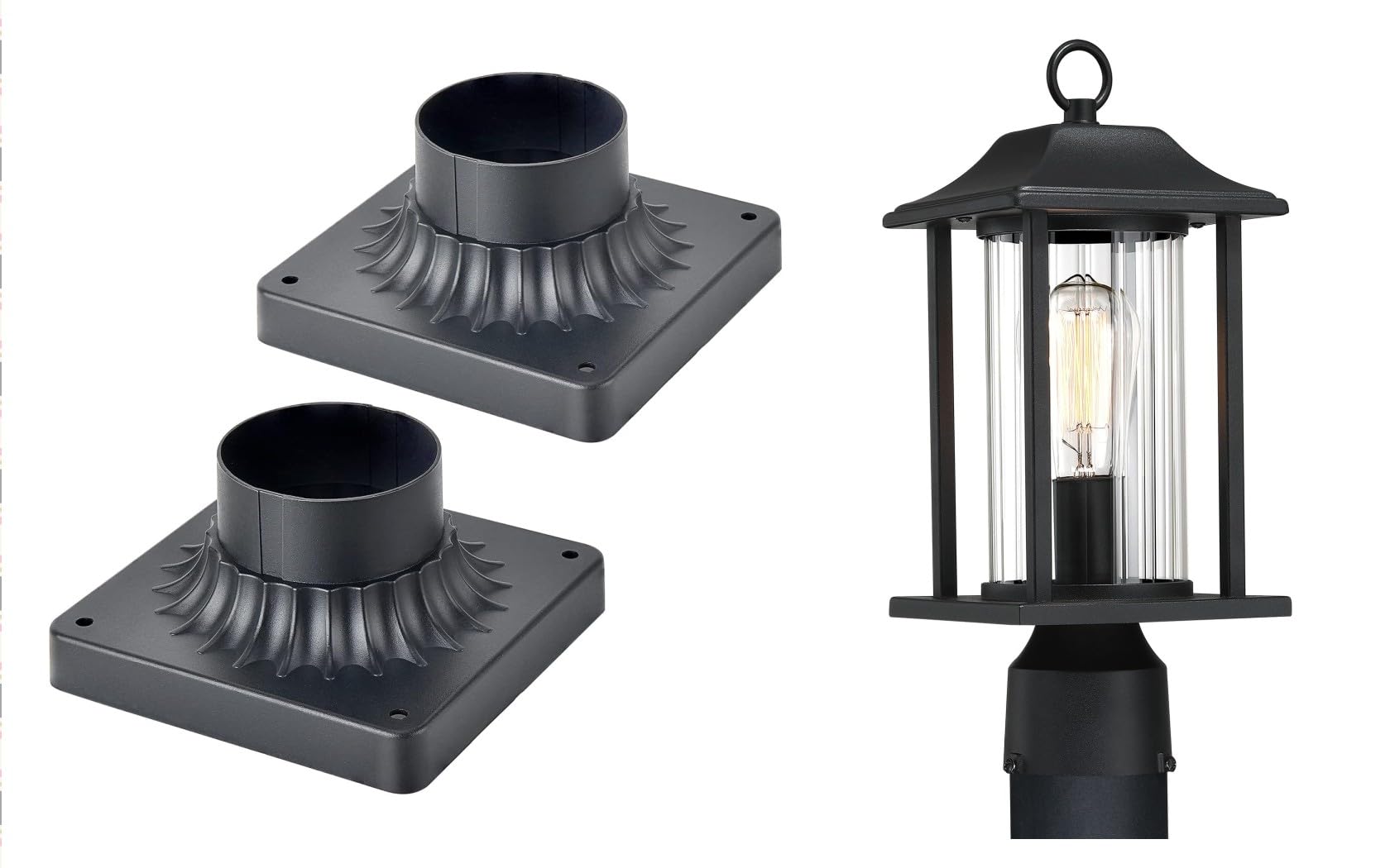 MrSconce Pier Mount Base 2 Pack, Cast Aluminum Outdoor Post Light Adapter, Outdoor Post Lights, Lamp Post Light Fixture