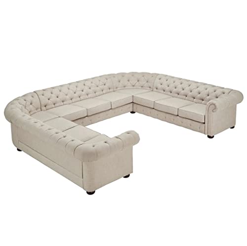 MJWDP 11-Seat Sectional Sofa Linen Sofa for Living Room (Color : D, Size : As Shown)