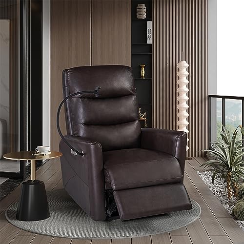 Voohek Power Electric Lift Recliner Chair Sofa for Ederly and Adults, with Adjustable Massage & Heat, Soft & Skin-Friendly, Medium, Brown