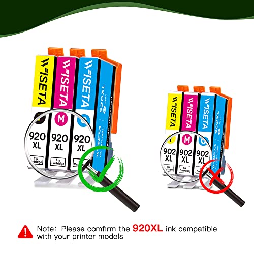 920xl ink cartridges combo 4-pack Compatible Ink WISETA Replacement for HP 920XL High-Yield Ink Cartridge to use with Officejet 6500 6500A 6000 7000 7500 7500A Printer ( Black, Cyan, Magenta, Yellow )