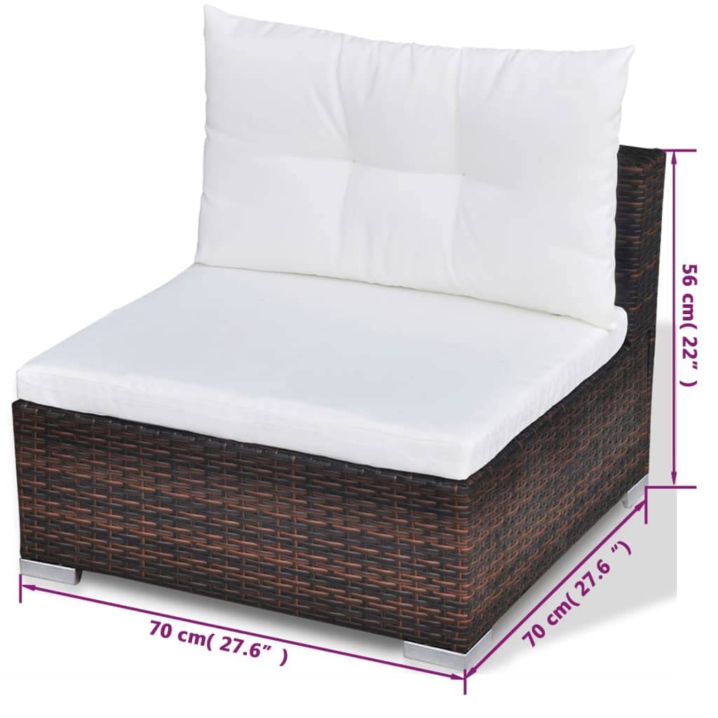 GOLINPEILO 10 Piece Outdoor Patio Furniture Sectional Sofa Set with Cushions & Coffee Table, All Weather Wicker Conversation Set for for Yard,Garden or Poolside, Poly Rattan Brown -AA