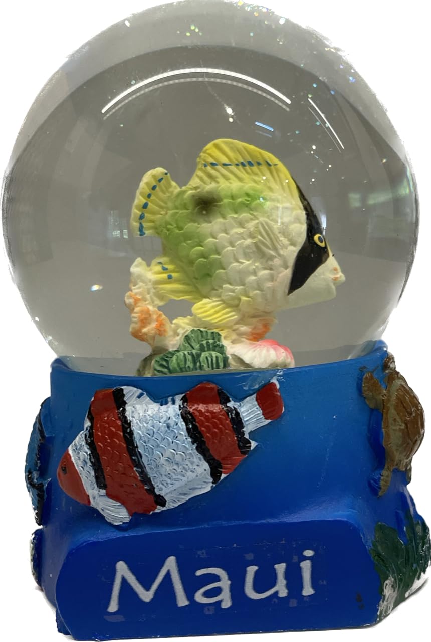 Maui Hawaiii Yellow Fish Snow Globe 65mm