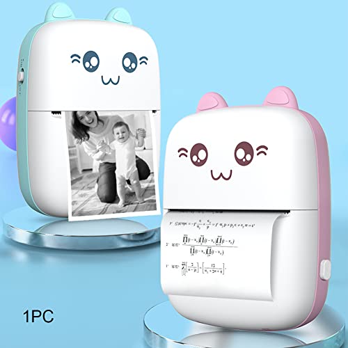 EMVANV Mini Pocket Thermal Printer, Portable Bluetooth Compatible Travel Printer Label Printer Printable Photos, Lists, QR Codes, Notes with Printing Paper(Blue)