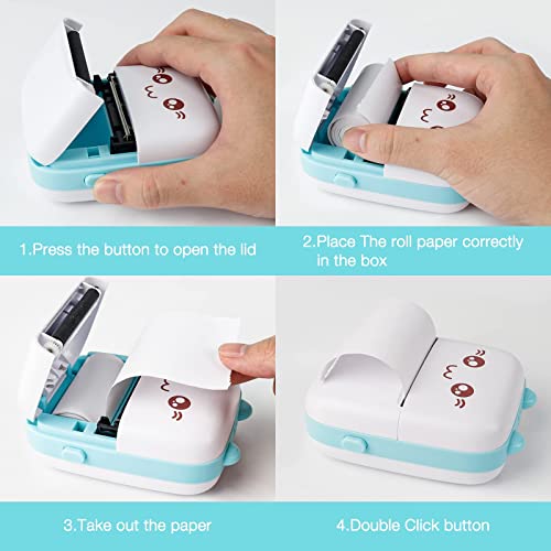 SEDSEY Pocket Mini Printer, Bluetooth 4.0 Wireless Mini Thermal Printer Photo Printer Label Memo Receipt Notes Paper Portable BT Inkless Printing Smart Thermal Printer for Study Home Office