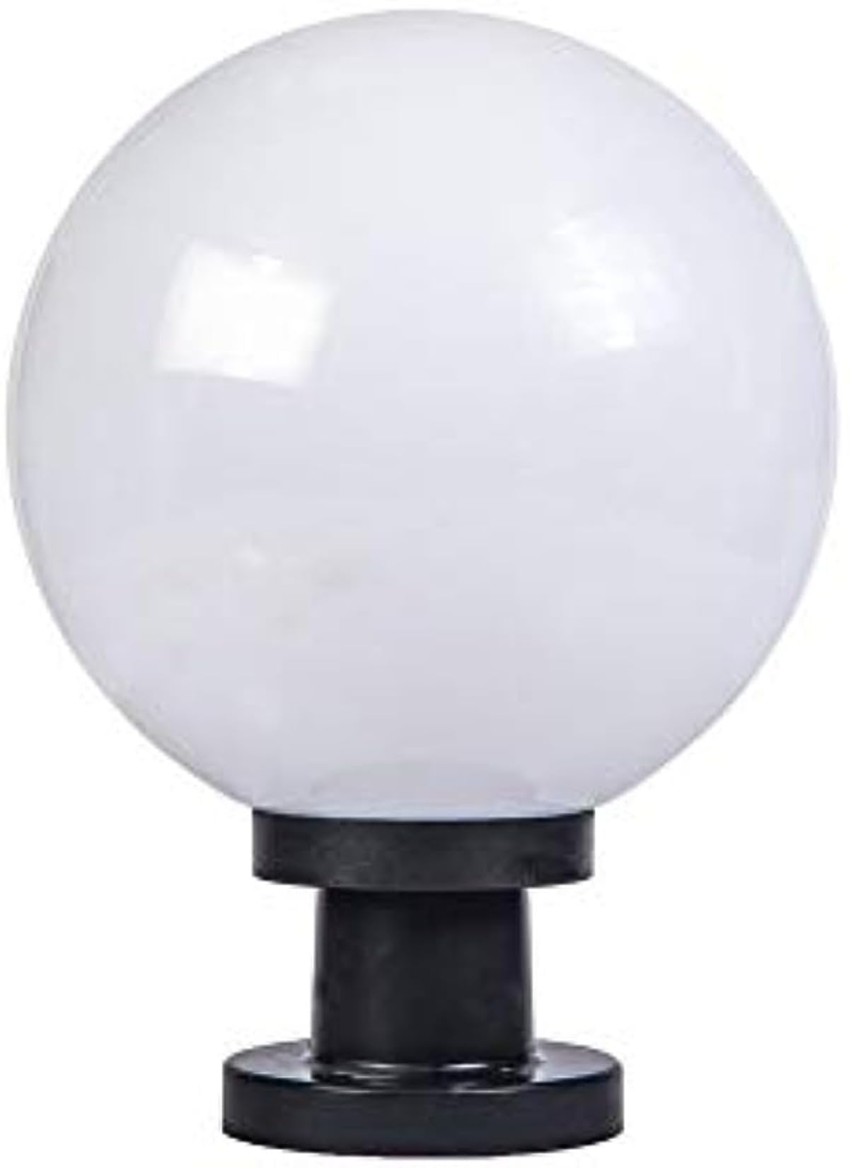 SHREALMS Outdoor Post Lights Waterproof Rainproof Modern Exterior Column Lantern Pillar Light, Black Cast Aluminum Kit White Globe Acrylic Shade - Courtyard Landscape Lighting Fixture