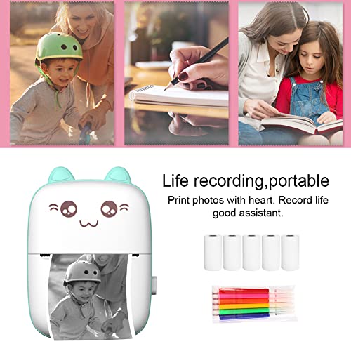 EMVANV Mini Pocket Thermal Printer, Portable Bluetooth Compatible Travel Printer Label Printer Printable Photos, Lists, QR Codes, Notes with Printing Paper(Blue)