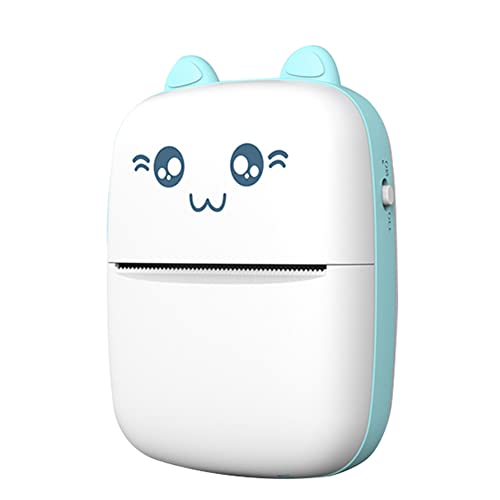 EMVANV Mini Pocket Thermal Printer, Portable Bluetooth Compatible Travel Printer Label Printer Printable Photos, Lists, QR Codes, Notes with Printing Paper(Blue)