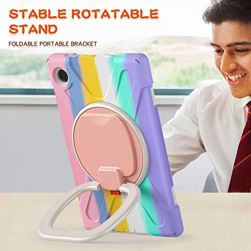 Tablet Case Cover Compatible with Samsung Galaxy Tab A8 10.5 inch 2021 (SM-X200/X205) Shockproof Kids Case,[Kickstand] [Shoulder Strap] 360 Degree Rotating Handle Stand Bracket Heavy Duty Rugged Cover