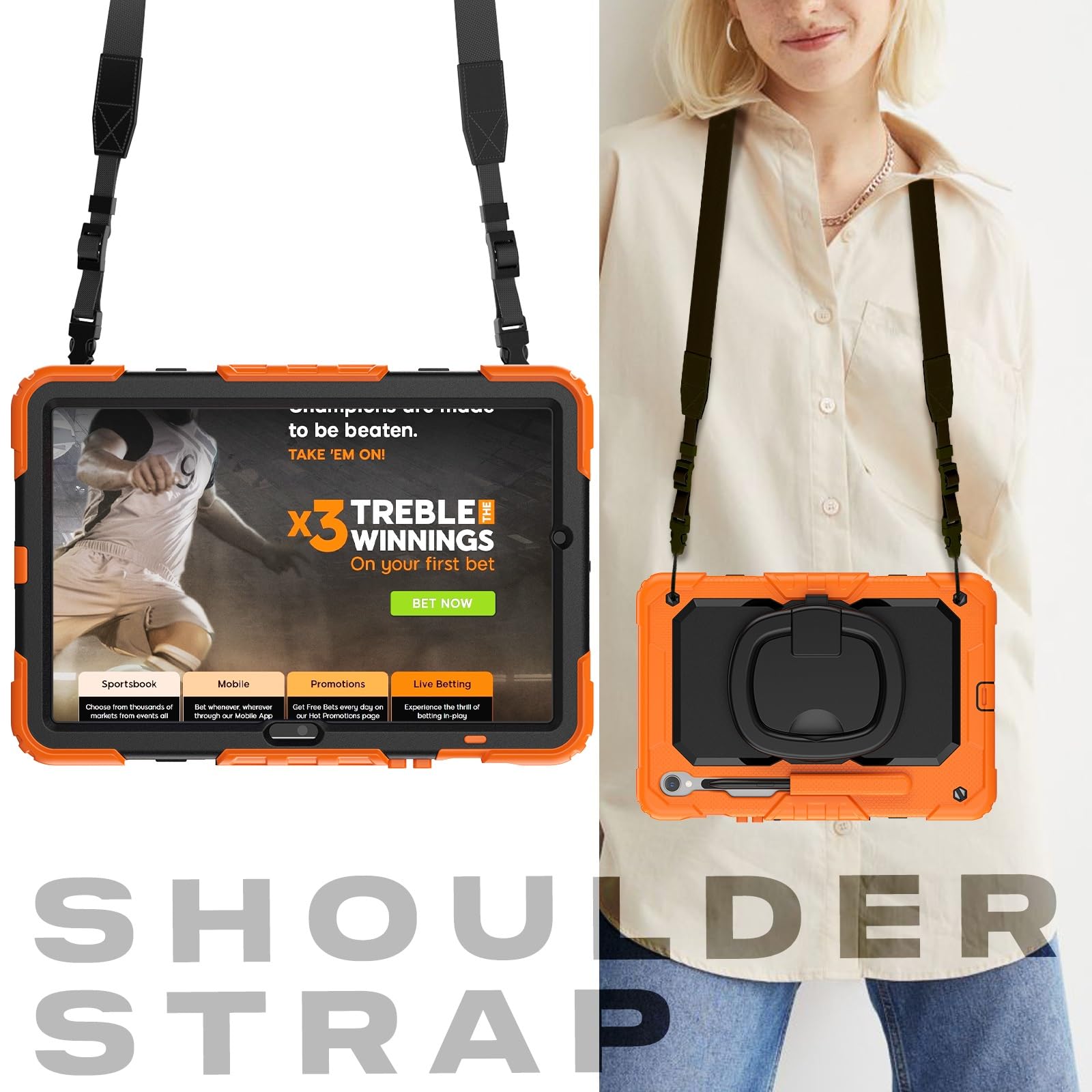 Tablet Bags Heavy Duty Shockproof TPU Case for Samsung Galaxy Tab S9 11 inch 2023 X710/X716B/X718U Kids Case,360 Degree Rotating Handle Stand Bracket W Screen Protector+Shoulder Strap Tablet Case Cove