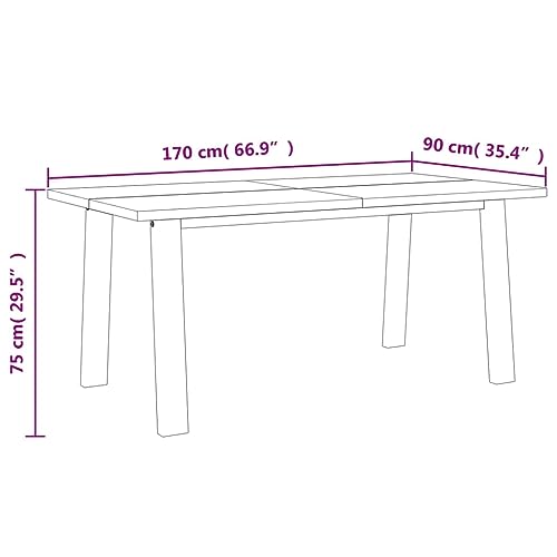 GOLINPEILO Solid Wooden Dining Table with Powder-Coated Metal Legs, Kitchen Table Solid Acacia Wood 66.9"x35.4"x29.5" -AA