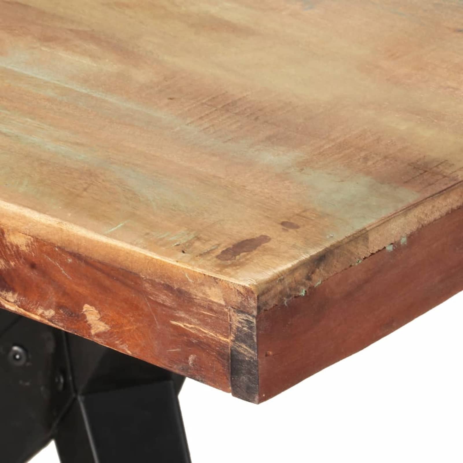Tidyard Dining Table Reclaimed Wood Tabletop Powder-Coated Steel Legs Industrial Style Table for Kitchen, Bistro, Home Furniture 70.9 x 35.4 x 29.9 in