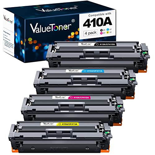 Valuetoner Compatible Toner Cartridges Replacement for HP 410A 410X CF410A CF411A CF412A CF413A for Color Pro MFP M477fdw M477fnw M477fdn M452dw M452nw M452dn M377dw(1BK+1C+1M+1Y) Upgraded chip