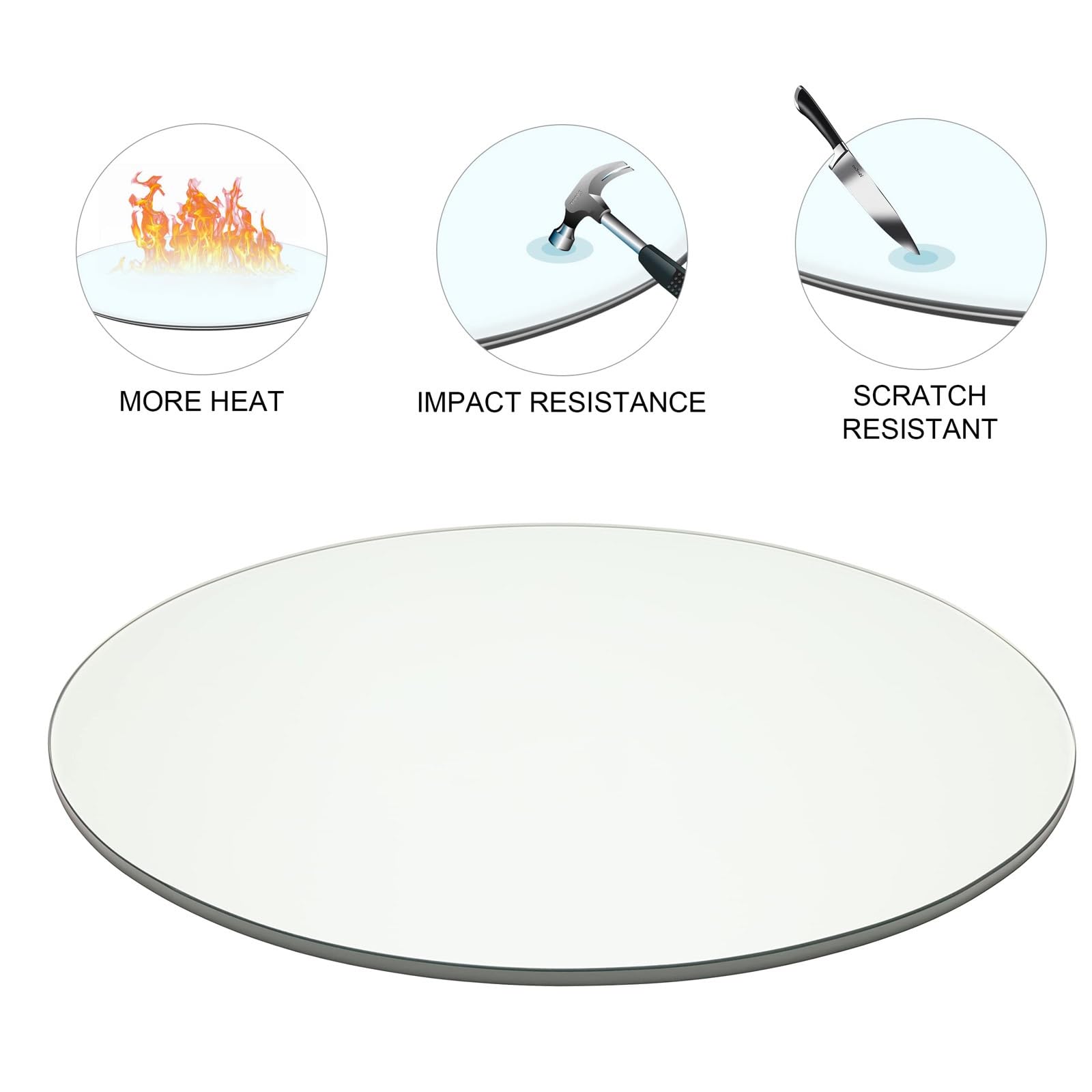 SAGIDAR Round Tempered Glass,Tempered Glass Round Table Top, Clear Glass High Gloss, Round Table Glass Top, Kitchen Dining Table Top, Tempered Glass Top, 15IN 24IN 30IN 35IN 40IN