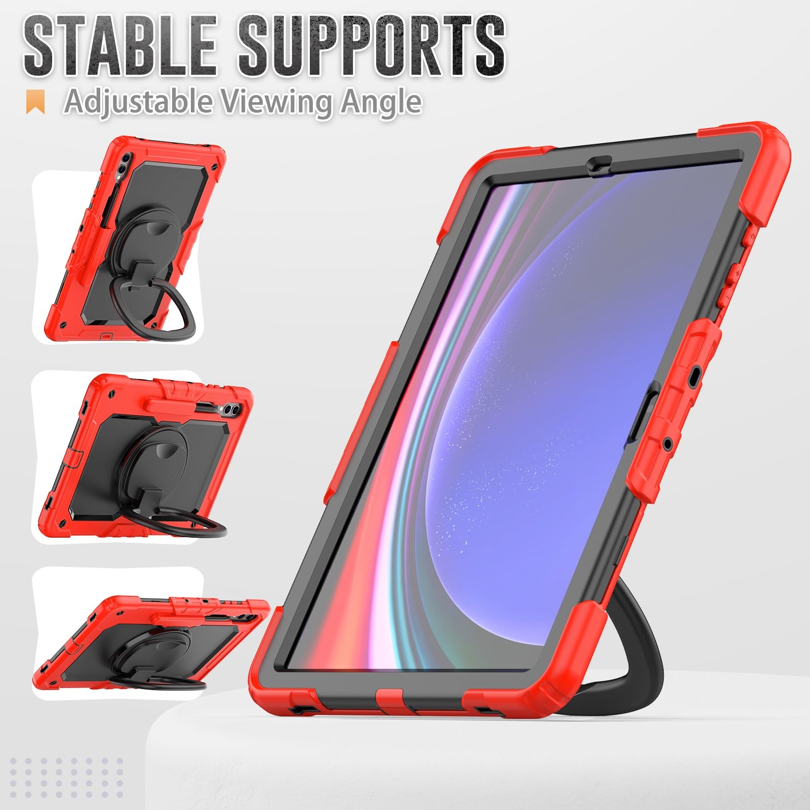 Cover Case Heavy Duty Shockproof TPU Case Compatible with Samsung Galaxy Tab S9 Ultra 14.6 Inch 2023 (SM-X910/X916B/X918U) Kids Case,360 Degree Rotating Handle Stand Bracket W Screen Protector+Shoulde