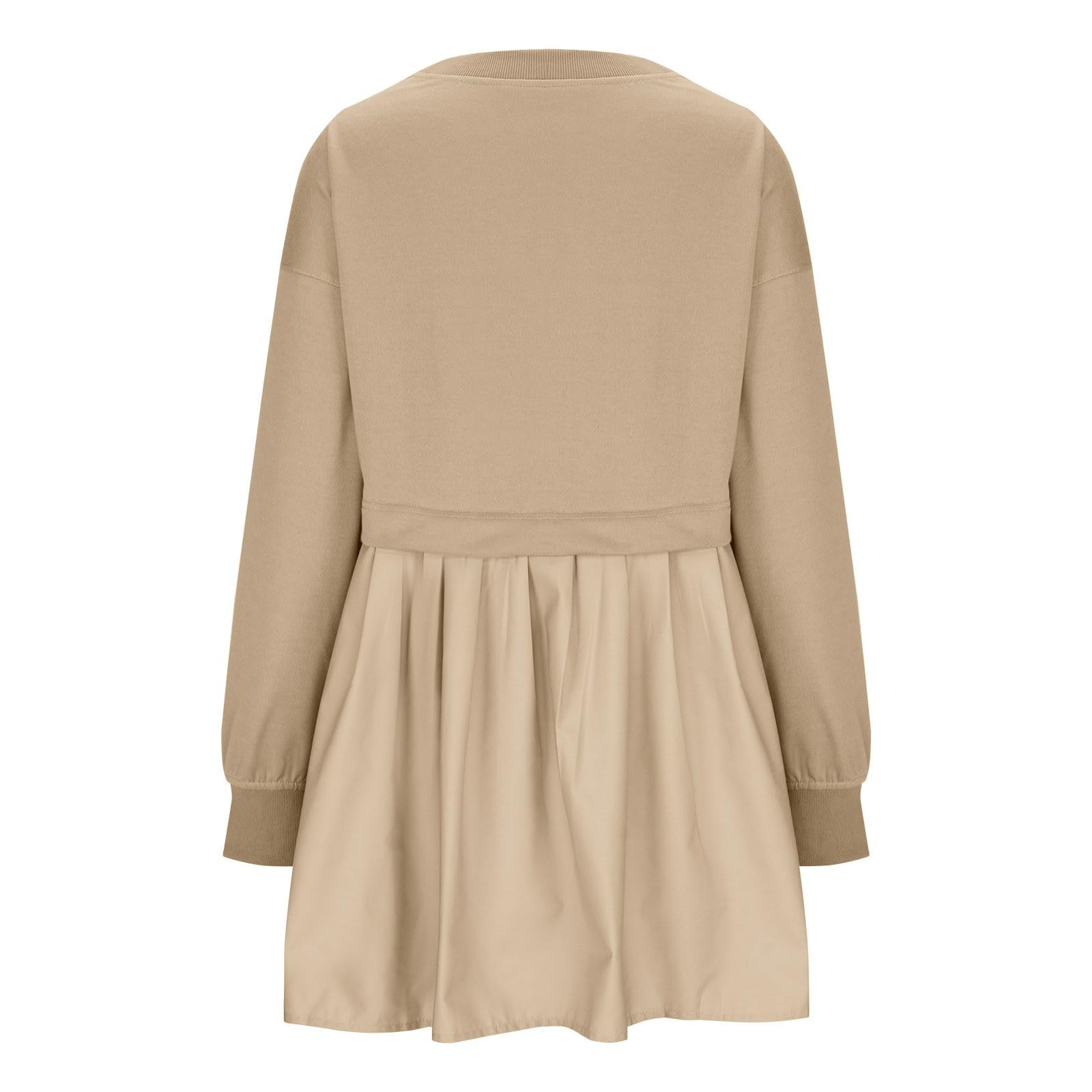 MFNDVD Orders Placed by me Women's Plus Size Sweatshirt Dress Crewneck Long Sleeve Pullover Patchwork Dress Short Fall Clothes Trendy 2025 Beige Dress for Women X-Large