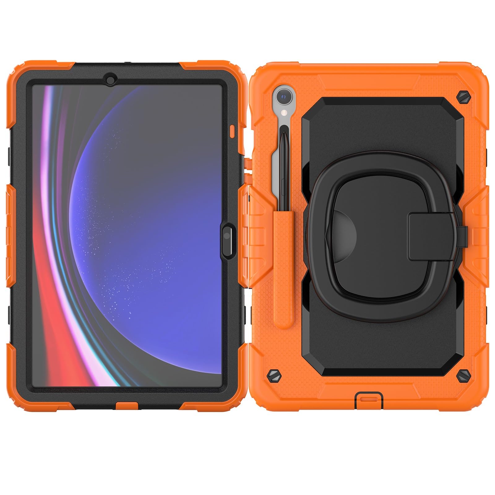 Tablet Bags Heavy Duty Shockproof TPU Case for Samsung Galaxy Tab S9 11 inch 2023 X710/X716B/X718U Kids Case,360 Degree Rotating Handle Stand Bracket W Screen Protector+Shoulder Strap Tablet Case Cove