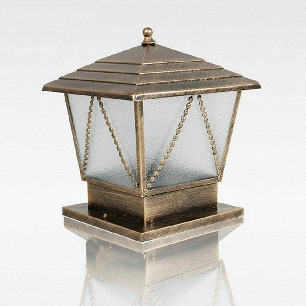 Lights Outdoor Outdoor Waterproof IP65 Patio Post Lamp External Quality Aluminum Square Pillar Column Light Hammering Glass Lantern Victoria Antirust Rainproof Glass Shade Porch Streetlight Surface Mo