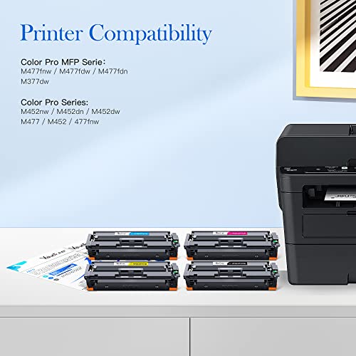 Valuetoner Compatible Toner Cartridges Replacement for HP 410A 410X CF410A CF411A CF412A CF413A for Color Pro MFP M477fdw M477fnw M477fdn M452dw M452nw M452dn M377dw(1BK+1C+1M+1Y) Upgraded chip