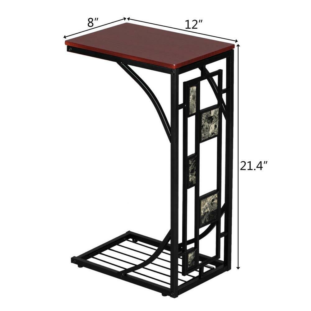 C-Shaped Side Sofa Snack Table Coffee Tray End Table Living Room Furniture