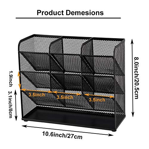 Marbrasse Mesh Desk Organizer, Multi-Functional Pen Holder, Pen Organizer for desk, Desktop Stationary Organizer, Storage Rack for School Home Office Art Supplies (Mesh Pen Holder)