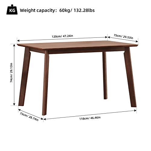 RUNWON 5 Pieces Rustic Retro Kitchen Set with 1 Dining Table and 4 Chairs, Antique Brown