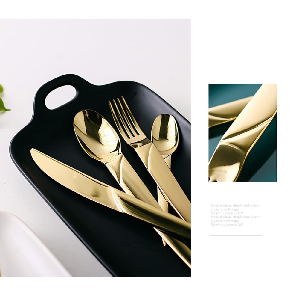 Taiyoko Silverware Set Pink Gold Flatware Unique 24-Piece Stainless Steel Black Cutlery Mirror Polished Kitchen Utensils Tableware Service with Steak Knives Dinner Fork Knife Spoon