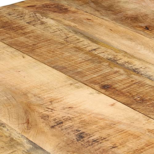 GOLINPEILO Dining Table Rectangular Solid Wood Top with Steel Legs Metal Frame Industrial and Rustic Style for Kitchen Meal, Dining Room or Living Room, 78.7"x39.4"x29.9" Rough Mango Wood-B