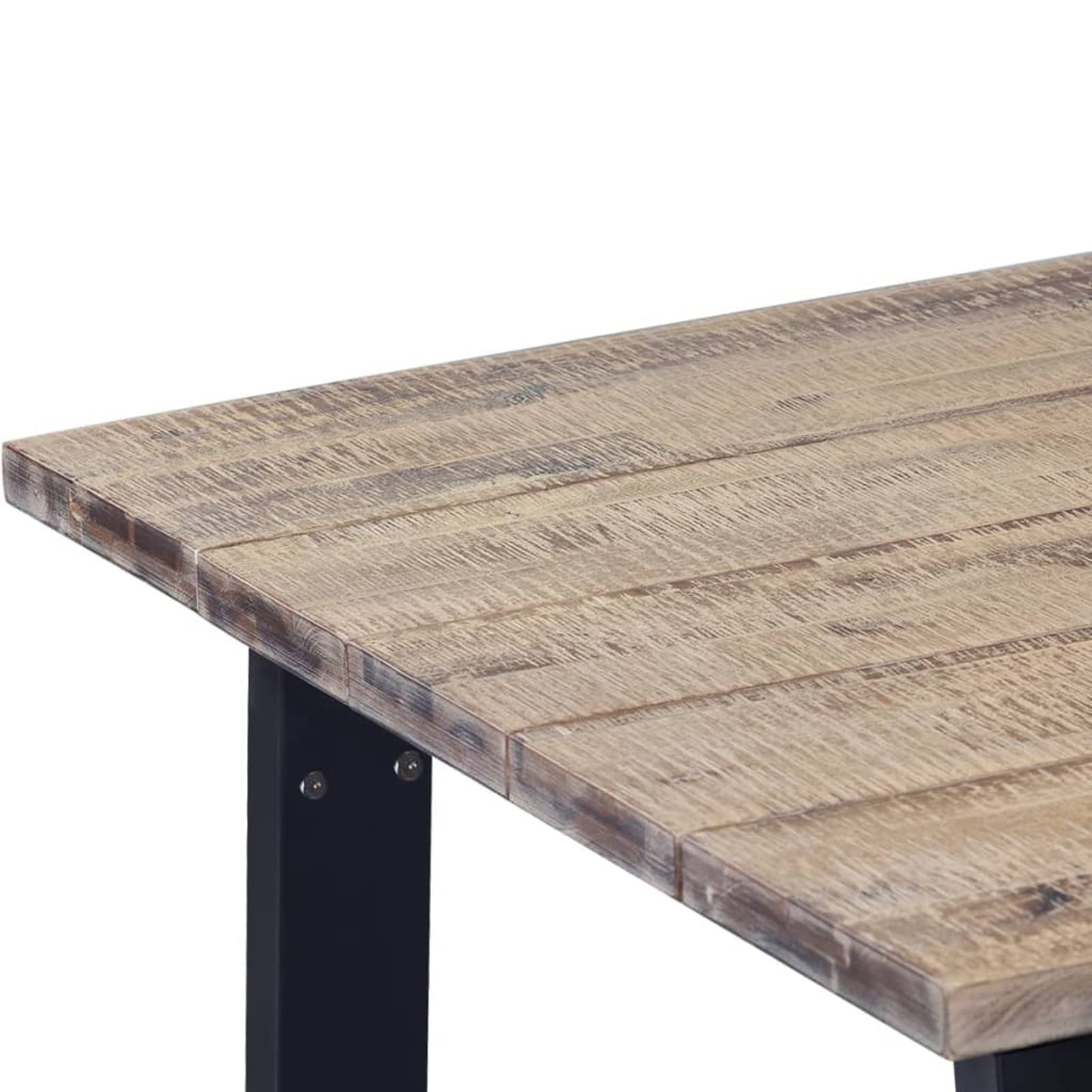 Tidyard Rustic Dining Table Brushed Acacia Wood Top Table with Powder-Coated Metal Legs Industrial Style for Kitchen Dining Room Indoor Outdoor Use Lawn 66.9 x 35.4 x 29.5 in