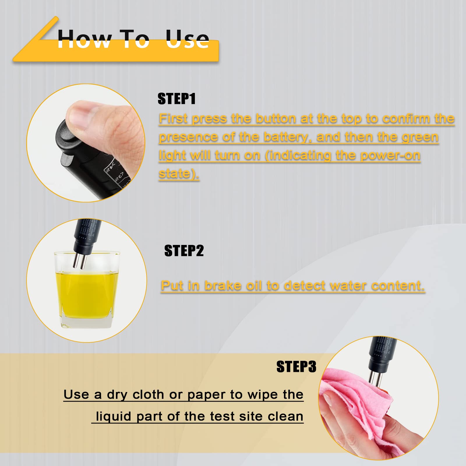 Brake Fluid Liquid Tester Pen,2PCS DOT 3 DOT 4 DOT 5.1 Brake Fluid Liquid Tester Pen, Car Diagnostic Testing Tool with 5 LED Indicators, Hydraulic Fluid Liquid Oil Moisture Analyzer