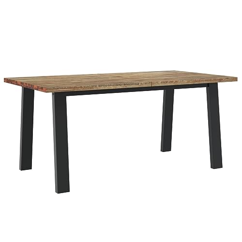 GOLINPEILO Solid Wooden Dining Table with Powder-Coated Metal Legs, Kitchen Table Solid Acacia Wood 66.9"x35.4"x29.5" -AA