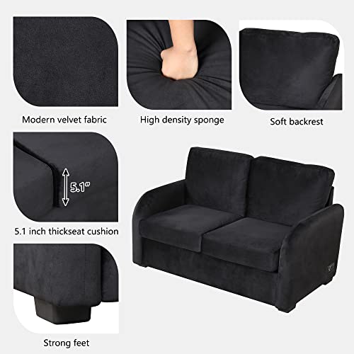 ERYE 3-in-1 Futon Daybed with Pull Out Sleeper Couch Bed, Loveseat Sofa W/Reclining Backrest Convertible Sleep Sofabed for Home RV Apartment Office Living Room