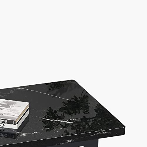 3-Piece Dining Table Set for 2, Small Kitchen Table with 2 Chairs and Storage Rack, Modern Faux Marble Dining Room Table Set Industrial Design for Small Space, Breakfast Table Set, 31.5in Black