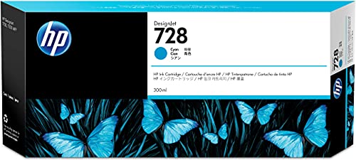 HP 728 Cyan 300-ml Genuine Ink Cartridge (F9K17A) for DesignJet T830 MFP & T730 Large Format Plotter Printers