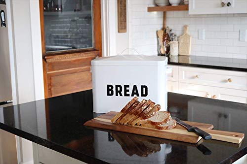 Bread Box for Kitchen Countertop - Extra Large Keeps 2+ Loaves Fresh - White Metal Bread Storage Container Bin for Modern Farmhouse Kitchen