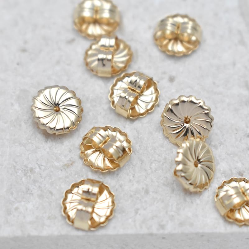 5 Pair 14K Gold Filled Swirl Design Earring Back Jewelry Findings for DIY Jewelry Making 5.0x5.2mm(Small)