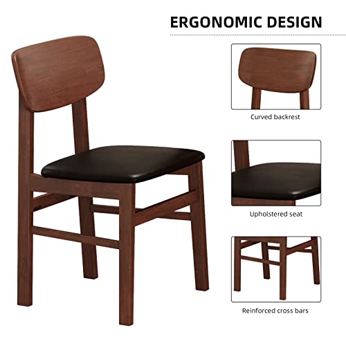 RUNWON 5 Pieces Rustic Retro Kitchen Set with 1 Dining Table and 4 Chairs, Antique Brown