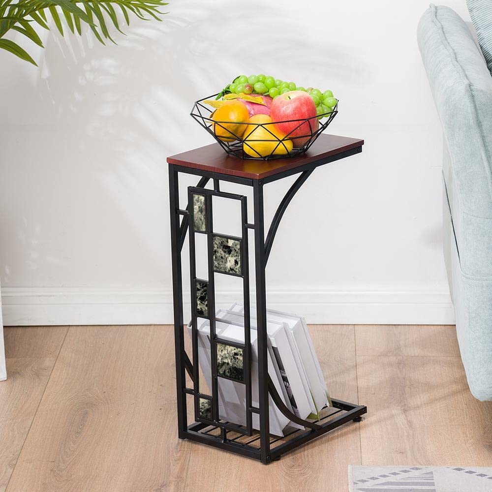 C-Shaped Side Sofa Snack Table Coffee Tray End Table Living Room Furniture