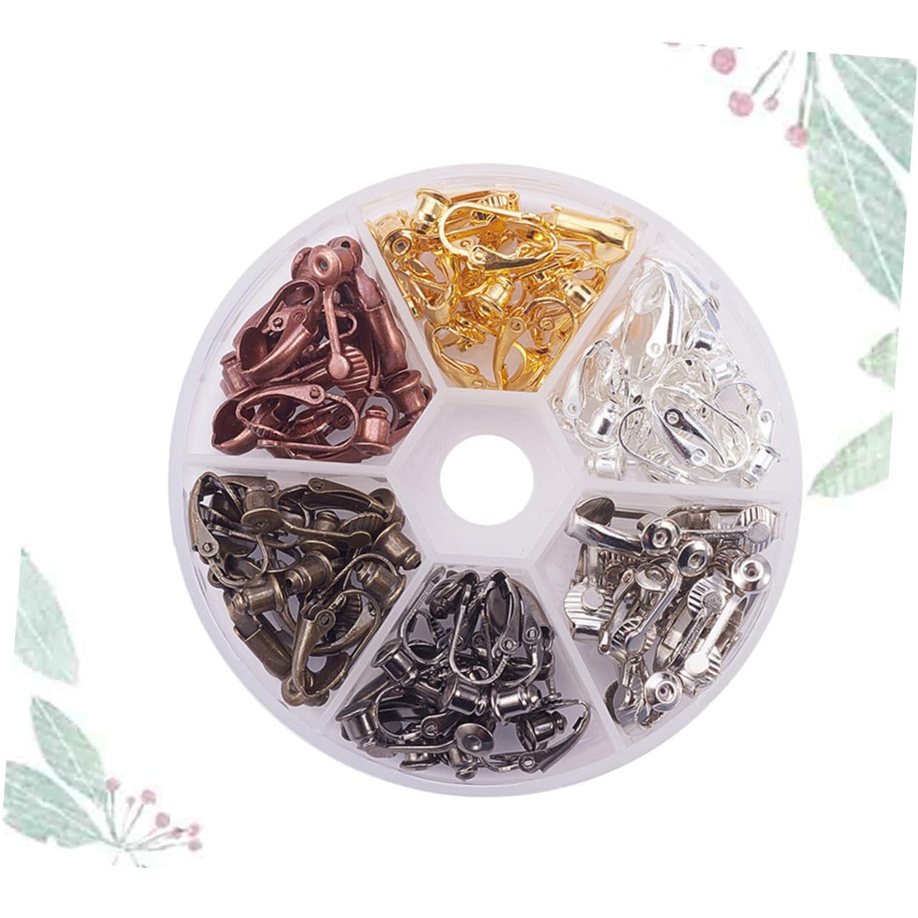 COHEALI 72 Pcs Non- Pierced Ears Ear Ring Non- Pierced Earring Clips Aretes Ear Clips Clip- on Earring Base DIY Earring Clips Inears Jewelry Accessories Non-Piercing Jewelry Material Boxed