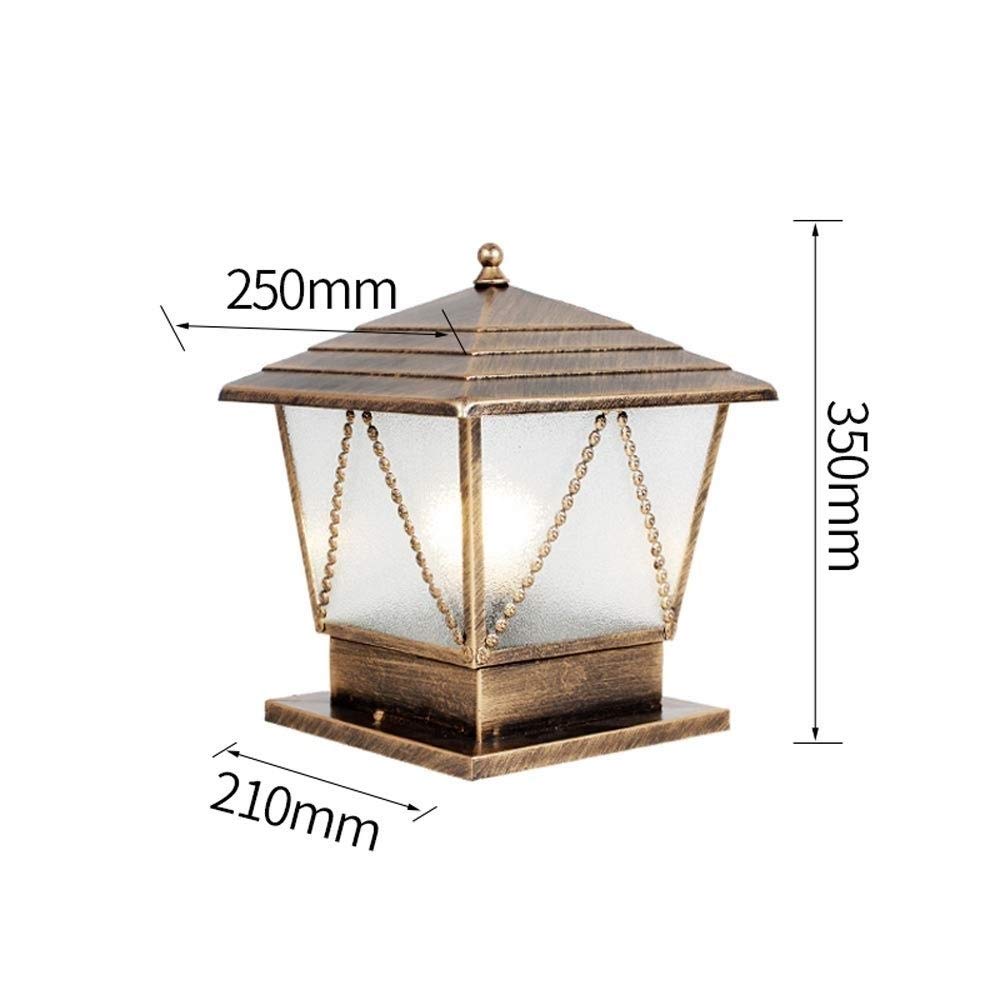 Lights Outdoor Outdoor Waterproof IP65 Patio Post Lamp External Quality Aluminum Square Pillar Column Light Hammering Glass Lantern Victoria Antirust Rainproof Glass Shade Porch Streetlight Surface Mo