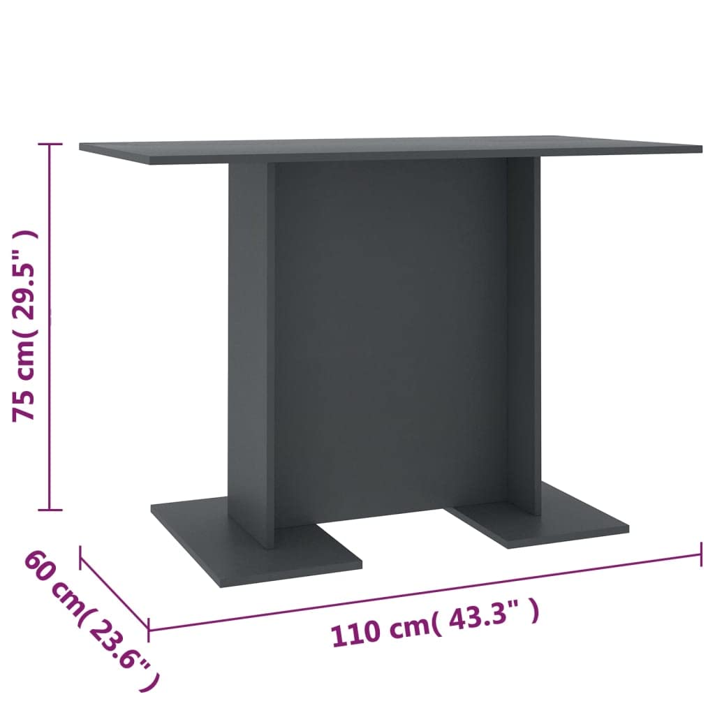 Modern Dining Table,Kitchen Table,Dinner Table Dining Room Home Furniture,Dining Table Gray 43.3"x23.6"x29.5" Engineered Wood