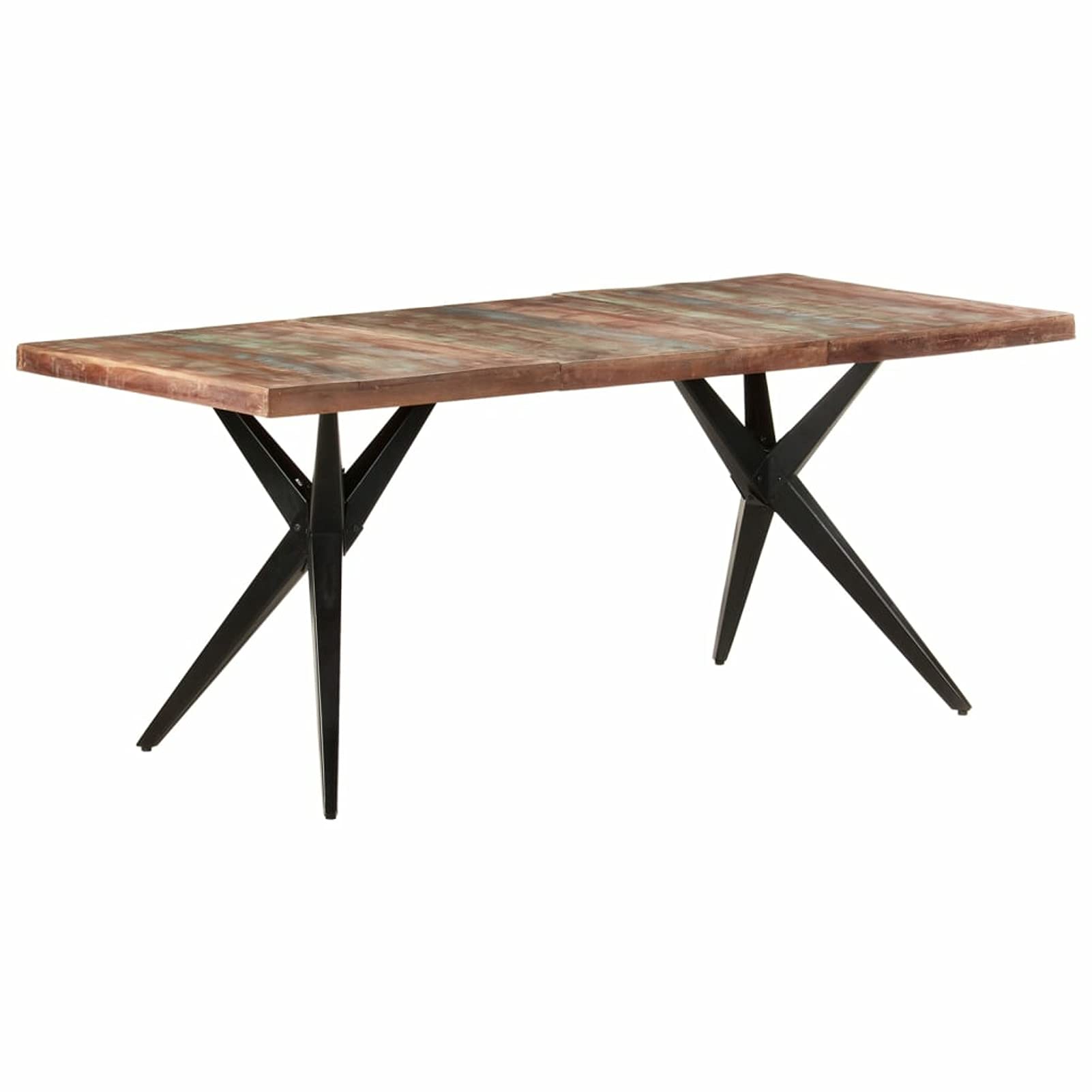 Tidyard Dining Table Reclaimed Wood Tabletop Powder-Coated Steel Legs Industrial Style Table for Kitchen, Bistro, Home Furniture 70.9 x 35.4 x 29.9 in