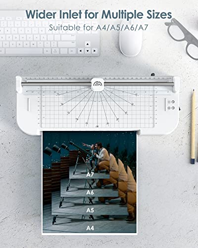 Laminator 7 in 1 Thermal Laminator 9-Inch Laminator Machine Laminating Machine with Laminating Pouches 20 Personal Laminator Desktop Lamination Corner Rounder for Office School Business (White)