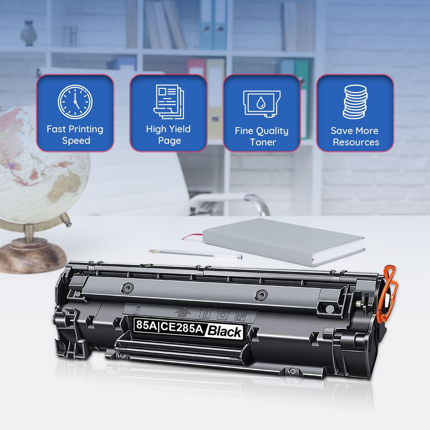 85A Black Toner Cartridge with Chip (1 Pack) | 85A High Yield Toner Replacement for HP 85A Ink Cartridge Works with Laser Pro P1102, P1109 Series, Laser Pro MFP M1212, M1217 Series Printer | CE285A