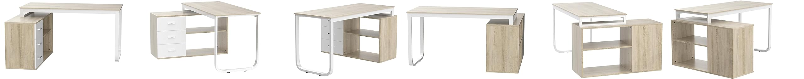 Computer Desk for Home and Office Corner Desk with 3 Drawers and 2 Shelves, 55 Inch Large L-Shaped Computer Disk and Writing Table - Walnut