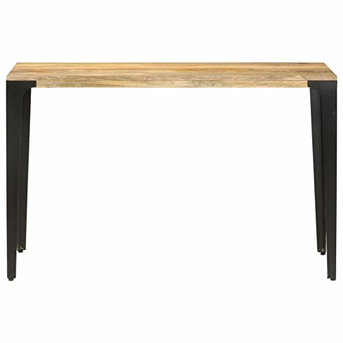 Tidyard Dining Table 47.2 x 23.6 x 29.9 Inch Solid Mango Wood Wooden Dinner Table Steel Legs for Kitchen, Bistro, Home Furniture