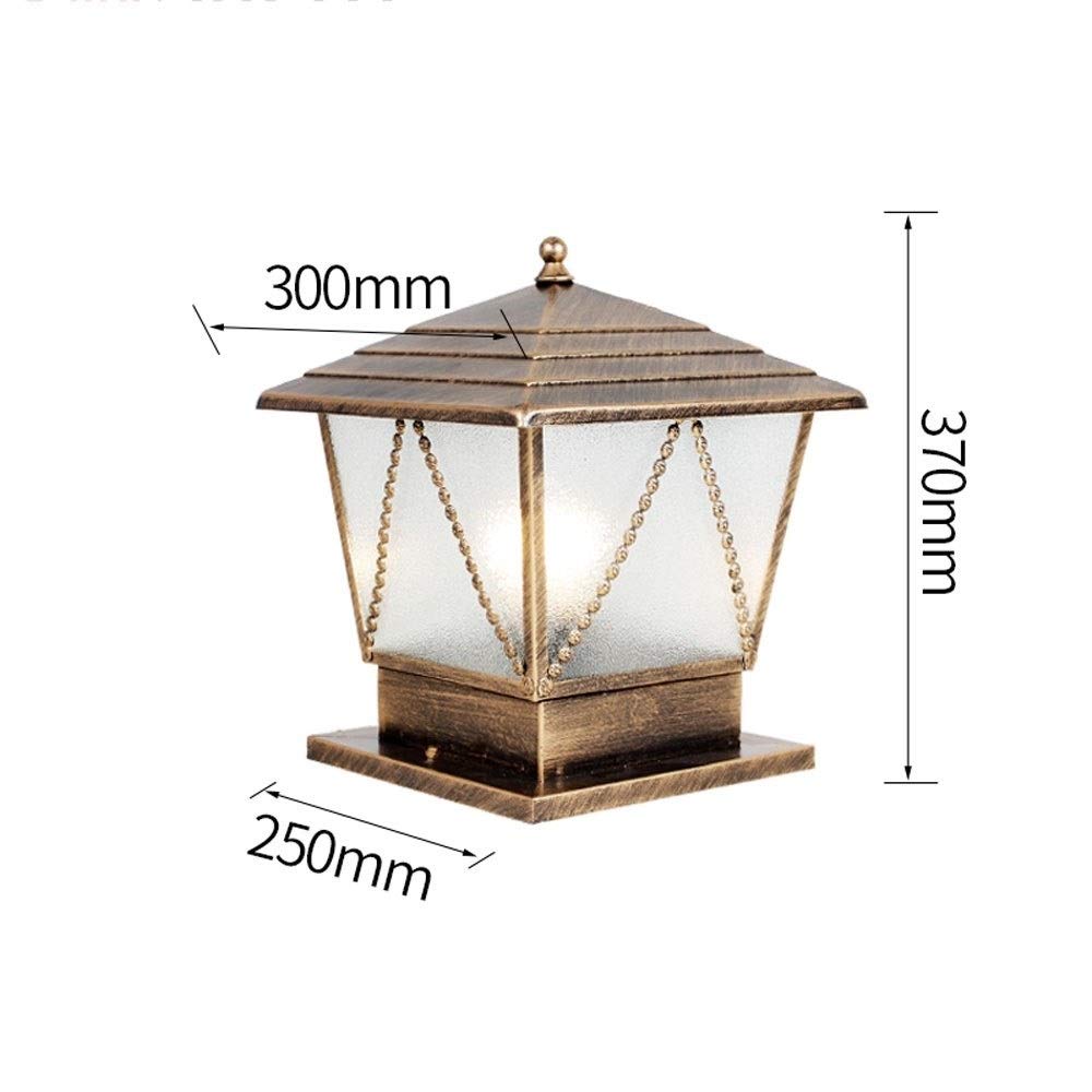 Lights Outdoor Outdoor Waterproof IP65 Patio Post Lamp External Quality Aluminum Square Pillar Column Light Hammering Glass Lantern Victoria Antirust Rainproof Glass Shade Porch Streetlight Surface Mo