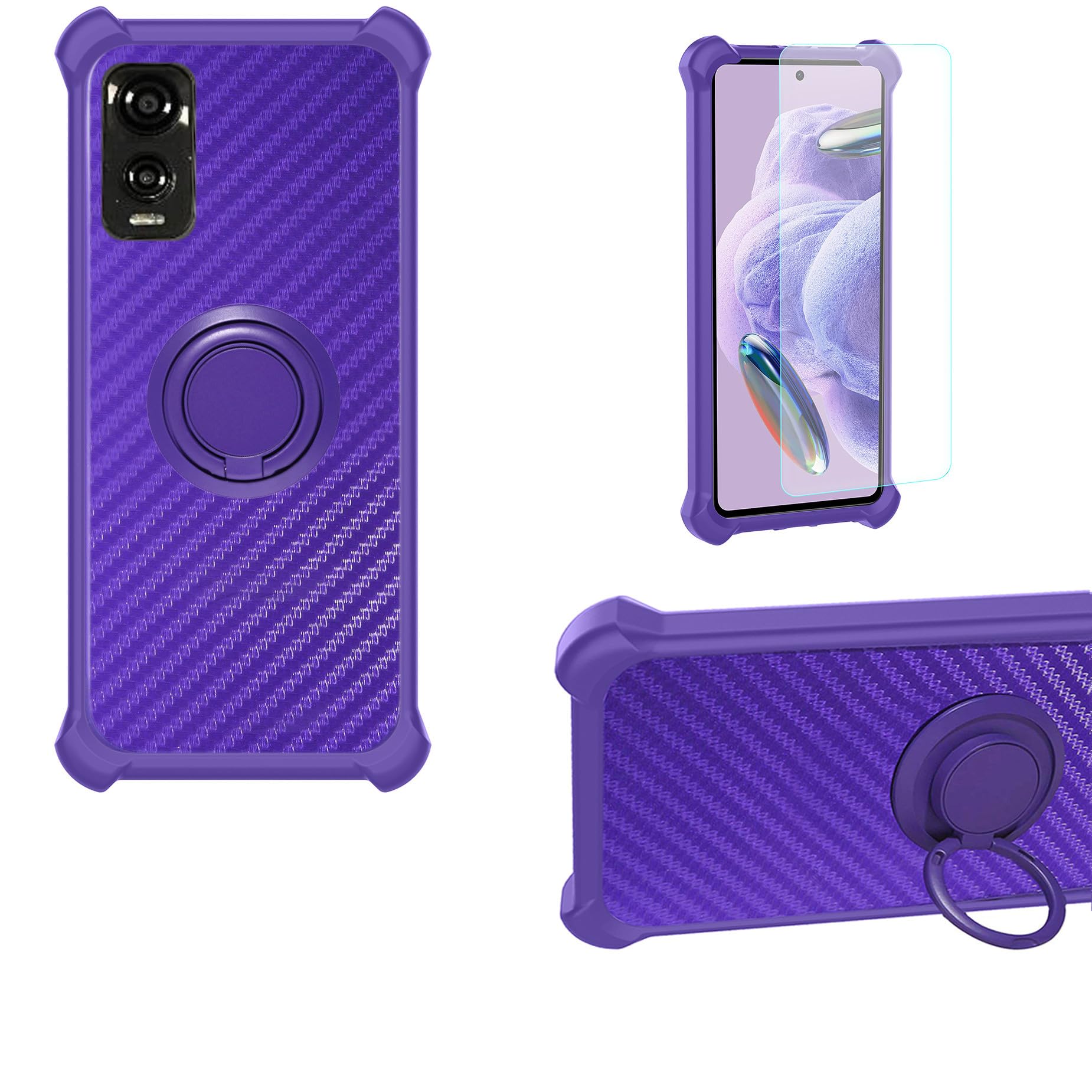 Case for DIALN X65 Case Compatible with DIALN X65 Phone Case Cover [with Tempered Glass Screen Protector][Hard PC + Soft Silicone][Ring Support] TZZH-ZI