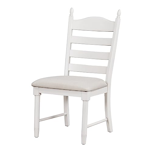 HAUSHECK Round 4-Extendable Table and Upholstered Chairs, Soft Padded Cushion, Modern Multifunctional Rustic Style Home Furniture, 5-Pieces Kitchen & Dining Room Sets, Antique White